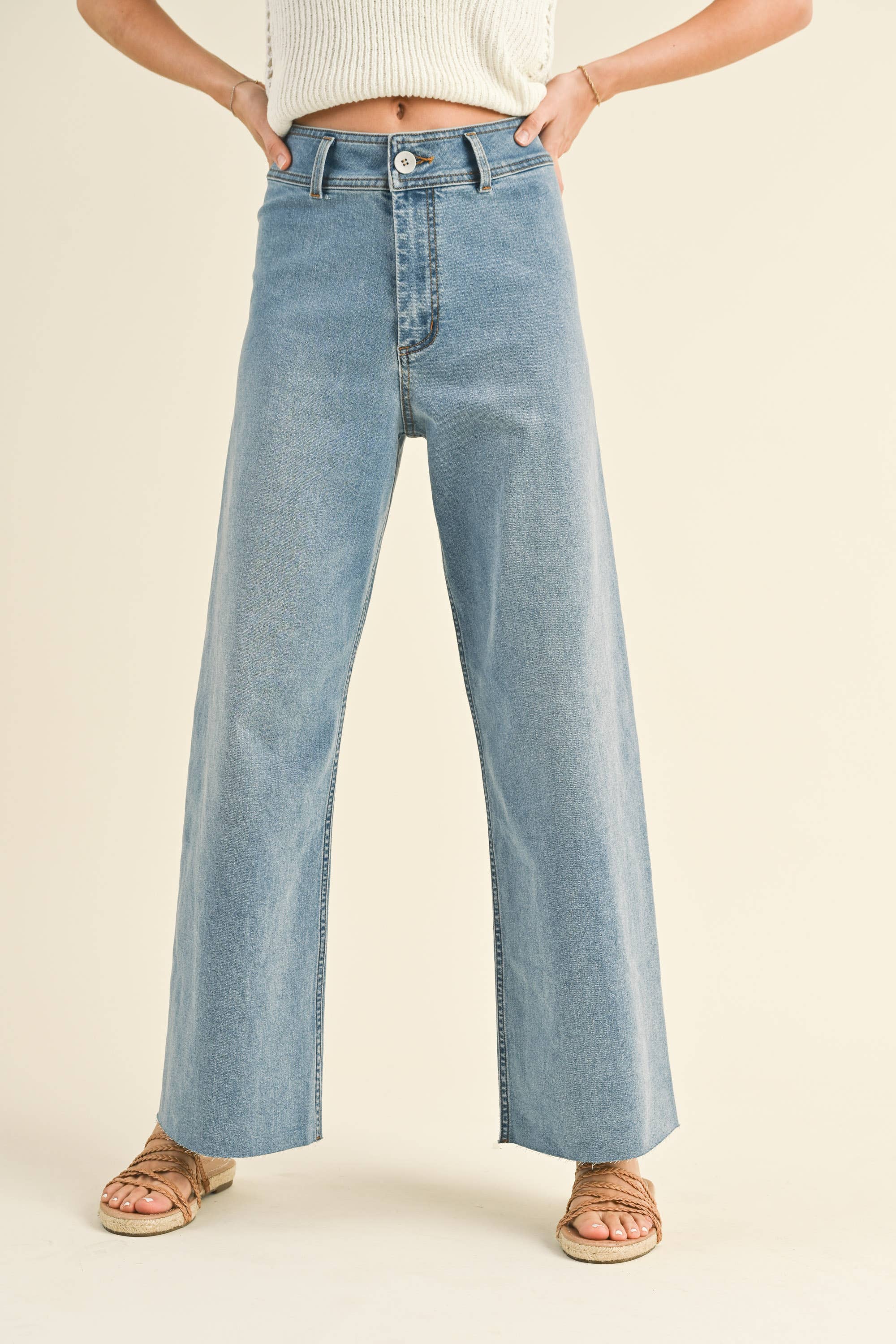 Lacie Straight Wide Leg Denim Pants – Gregory Lane Boutique